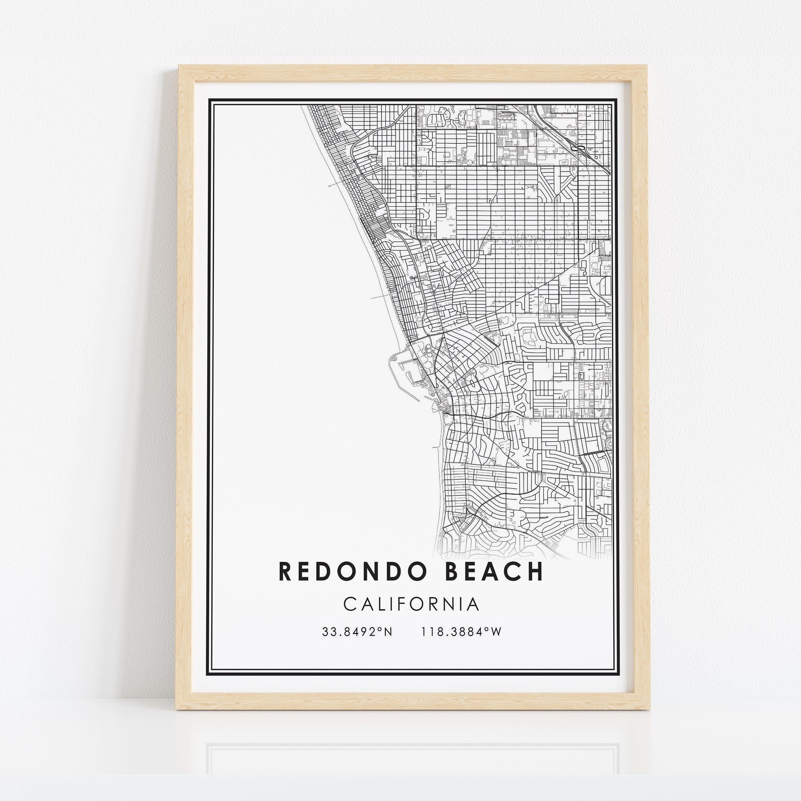 Redondo Beach Map Print Poster Canvas California Map Print - Etsy