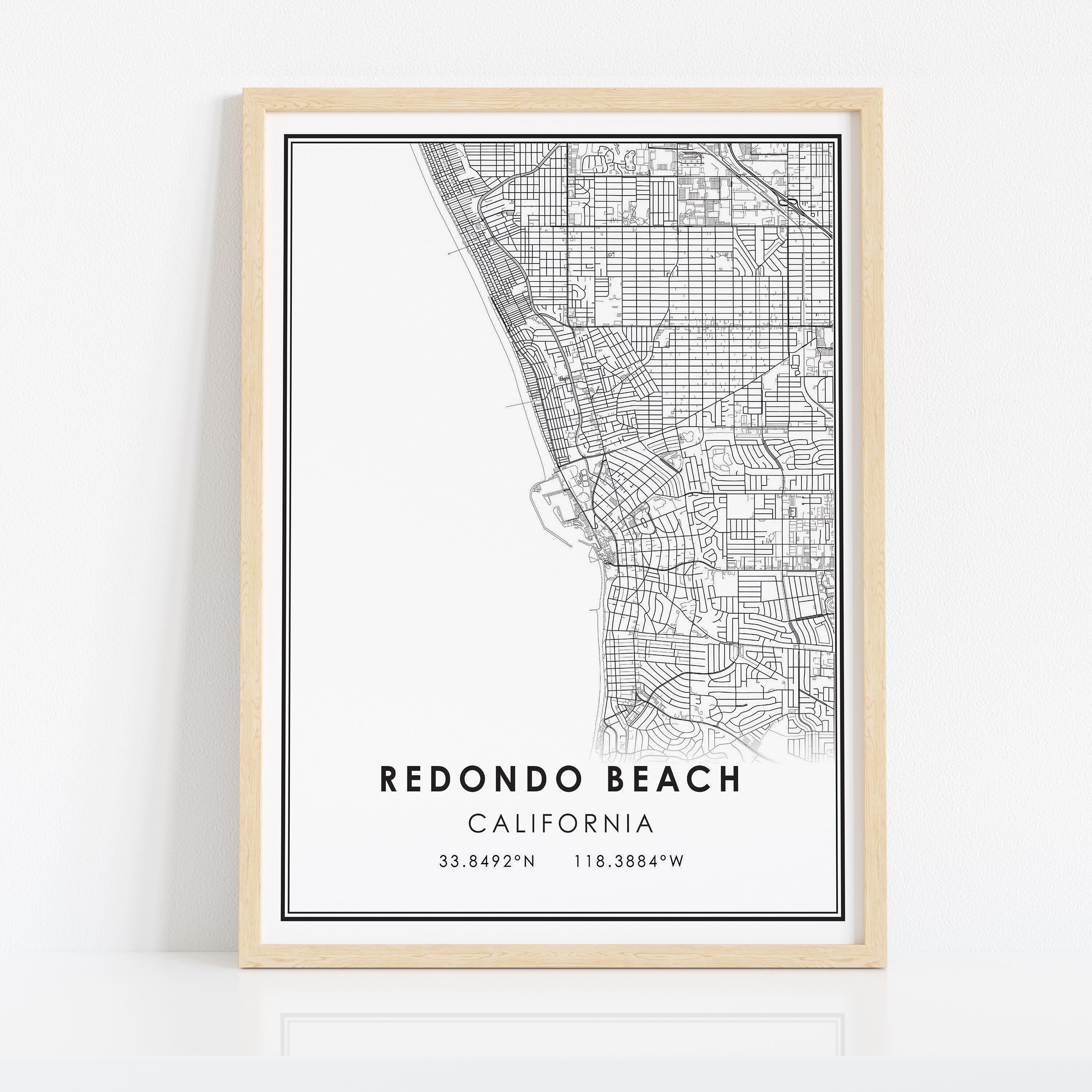 Redondo Beach Map Print Poster Canvas California Map Print - Etsy
