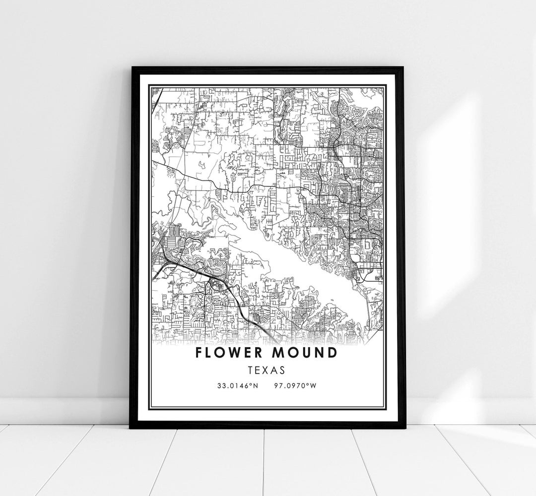 Flower Mound Map Print Poster Canvas | Texas Map Print Poster Canvas ...