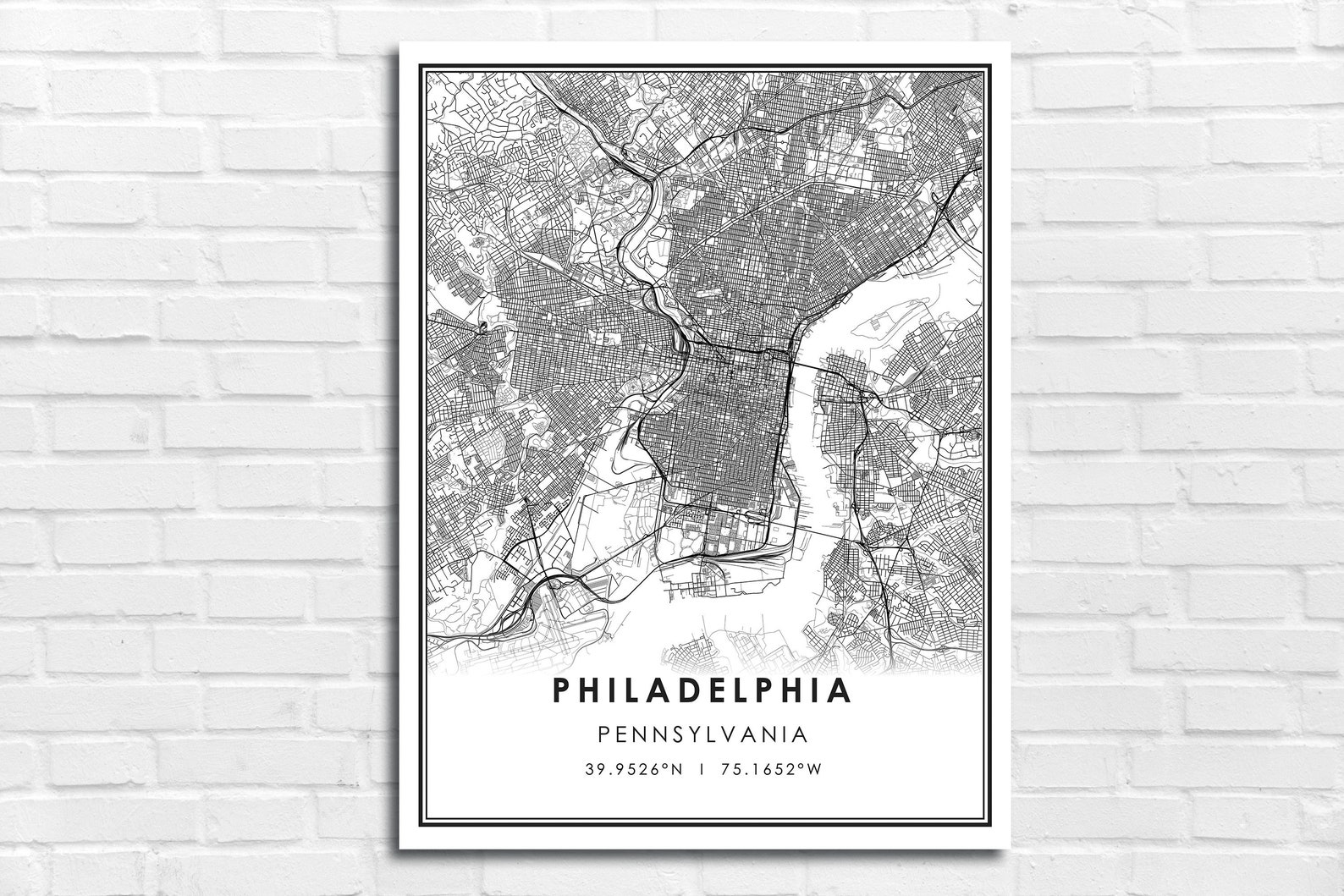 Philadelphia map print poster canvas Philadelphia city map | Etsy