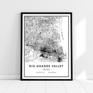 Rio Grande Valley Map Print Poster Canvas | Texas Map Print Poster ...