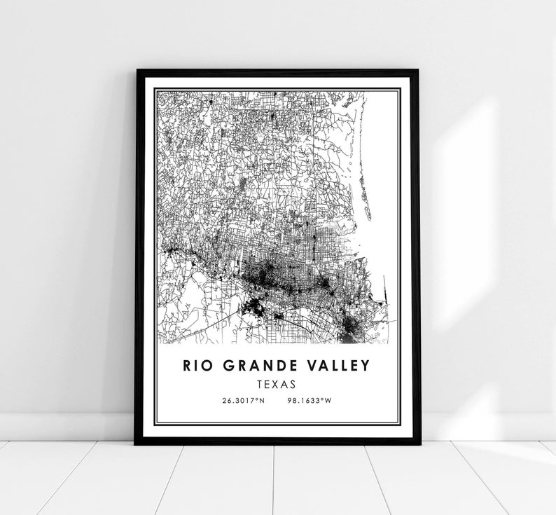 Rio Grande Valley Map Print Poster Canvas Texas Map Print - Etsy