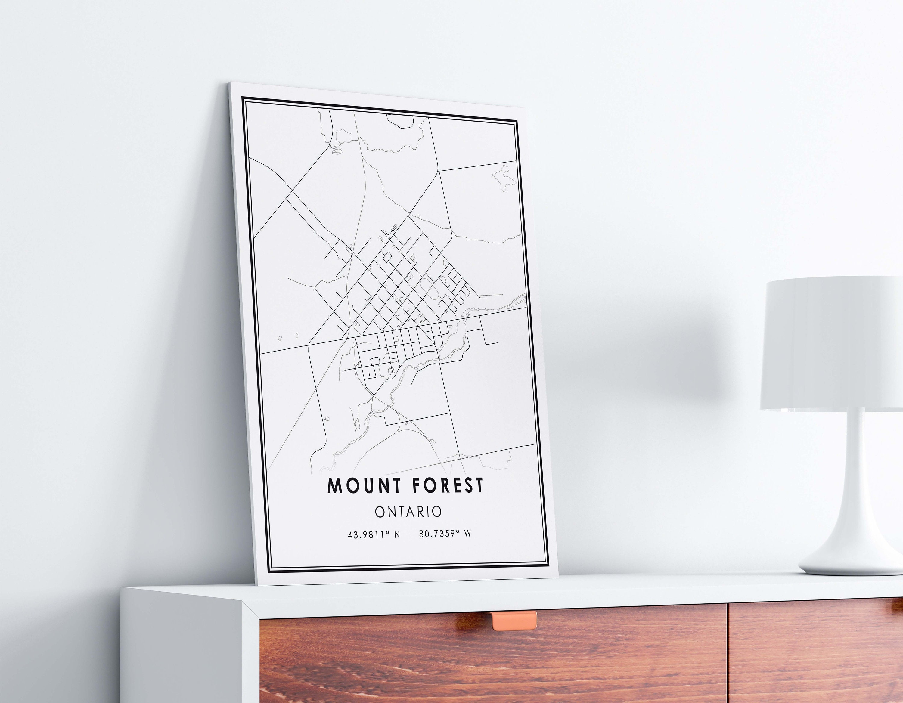 Mount Forest Ontario Map Print Poster Canvas | Mount Forest City Map ...