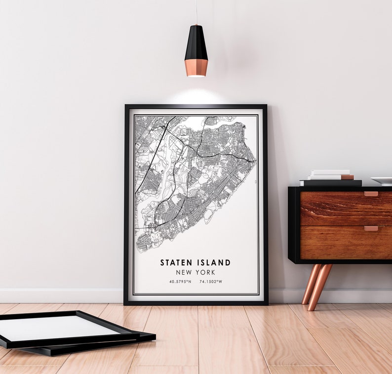 Staten Island Map Print Poster Canvas New York Street Map - Etsy