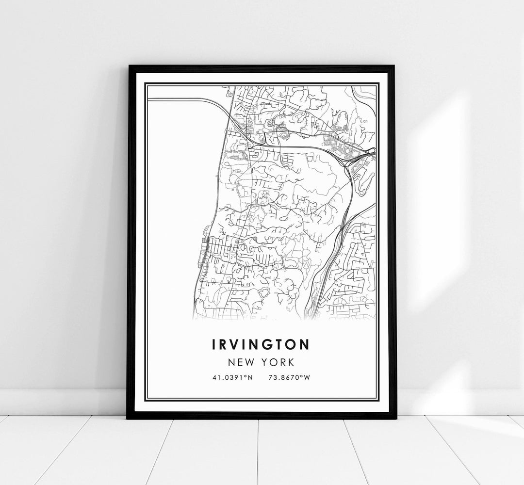 Irvington New York Map Print Poster Canvas | Irvington City Map Print ...