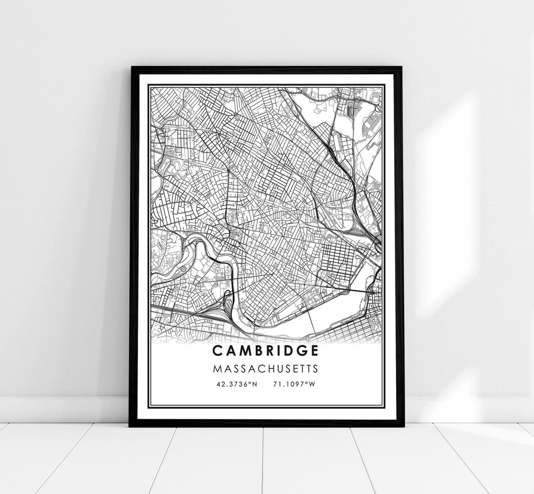 Cambridge Map Print Poster Canvas | Massachusetts Map Print Poster ...