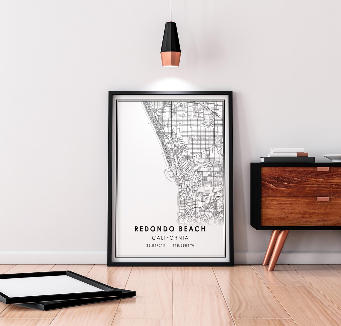 Redondo Beach Map Print Poster Canvas | California Map Print Poster ...