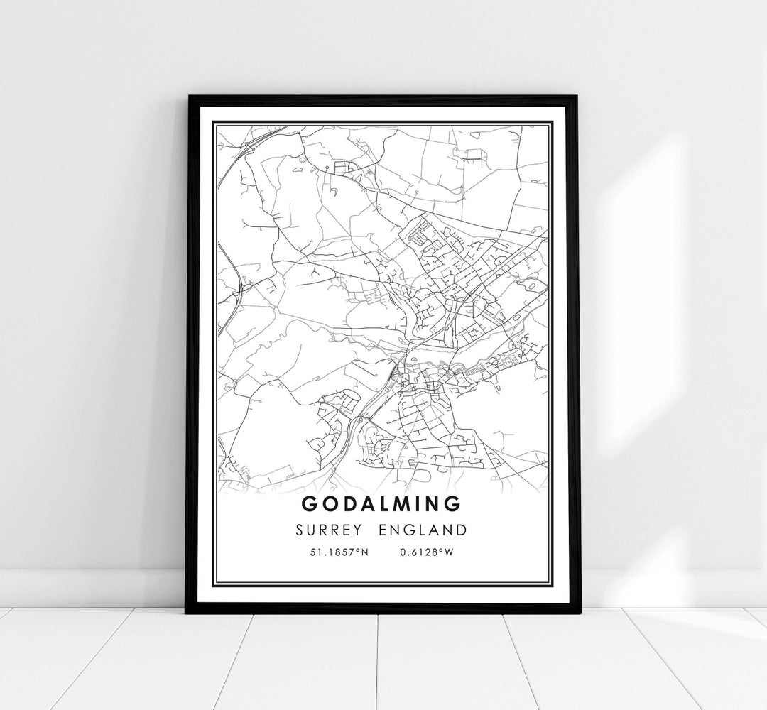 Godalming Map Print Poster Canvas England City Map Print Poster Canvas ...