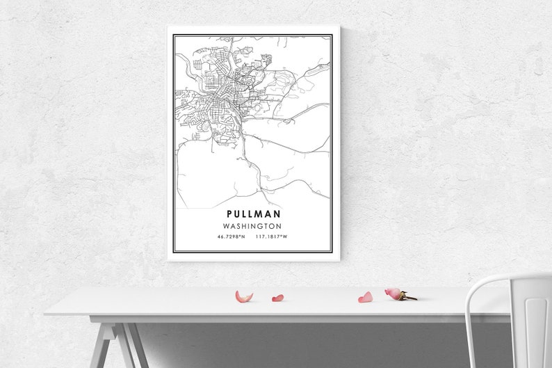 Pullman map print poster canvas Washington Street map | Etsy