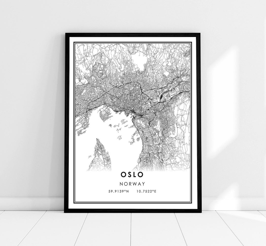Oslo Map Print Poster Canvas | Norway Map Print Poster Canvas | Oslo ...