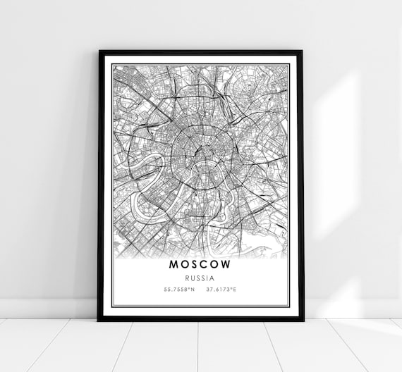 Moscow Map Print Poster Canvas Russia Map Print Poster - Etsy
