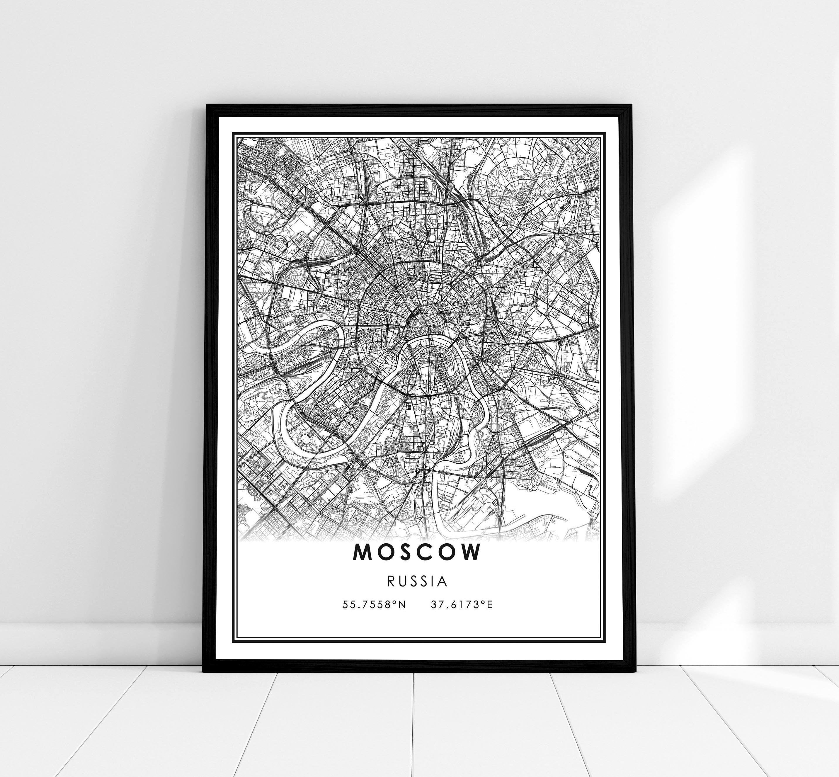 Moscow Map Print Poster Canvas | Russia Map Print Poster Canvas ...
