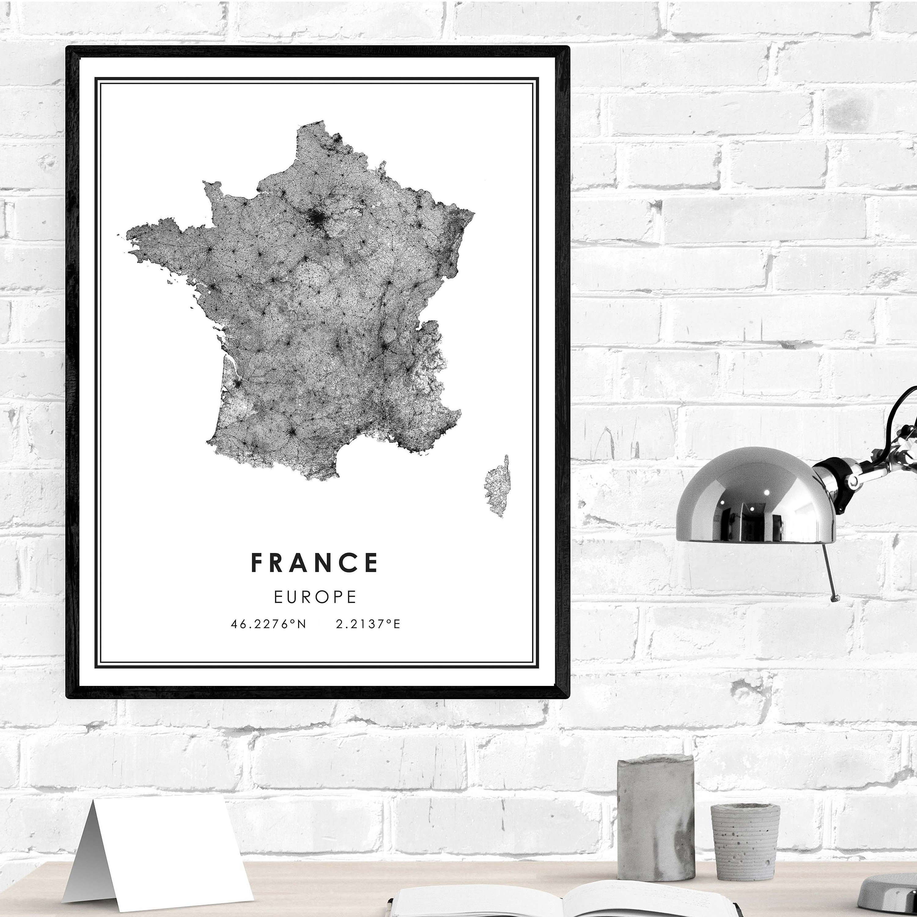France country map print poster canvas France Europe Country | Etsy