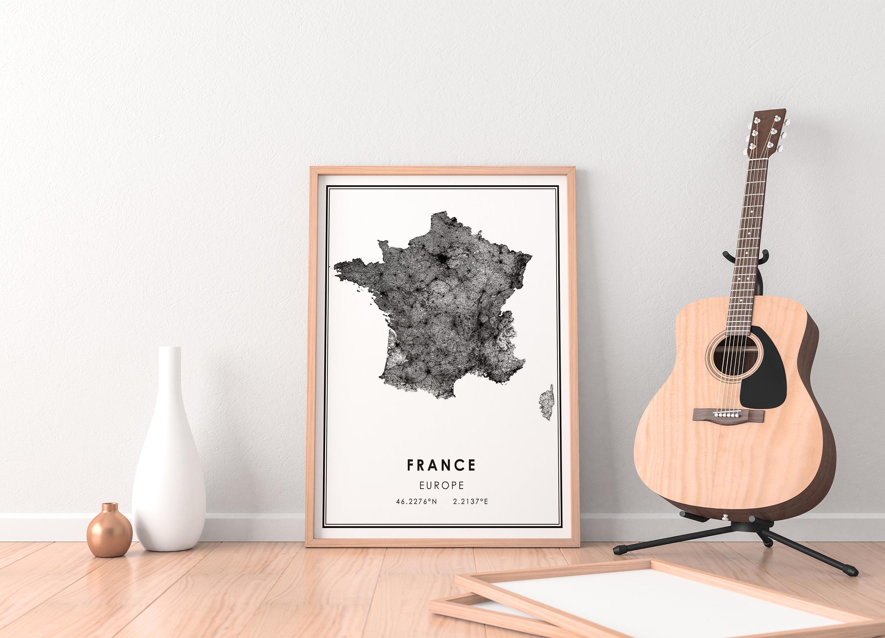 France Country Map Print Poster Canvas | France Europe Country Road Map ...