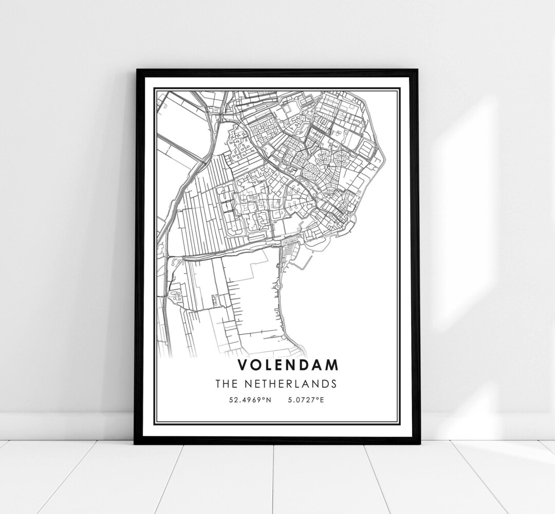 Volendam Map Print Poster Canvas | Netherlands Map Print Poster Canvas ...