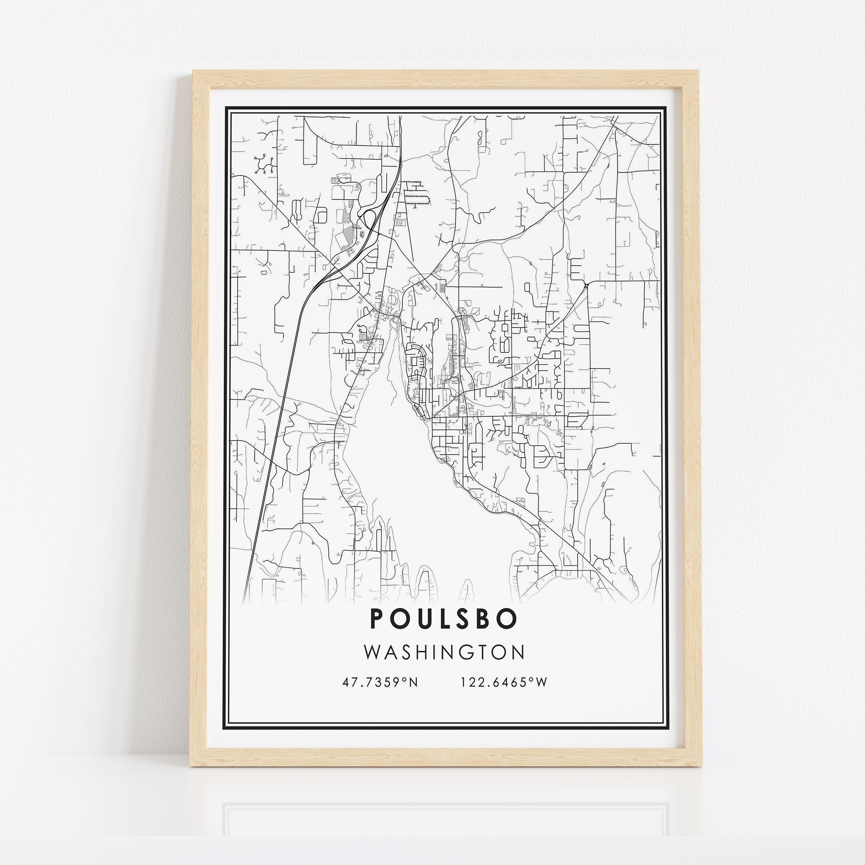 Poulsbo map print poster canvas Washington map print poster - Etsy ...