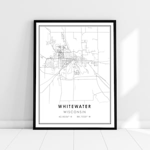 Whitewater Map Print Poster Canvas | Wisconsin Map Print Poster Canvas ...