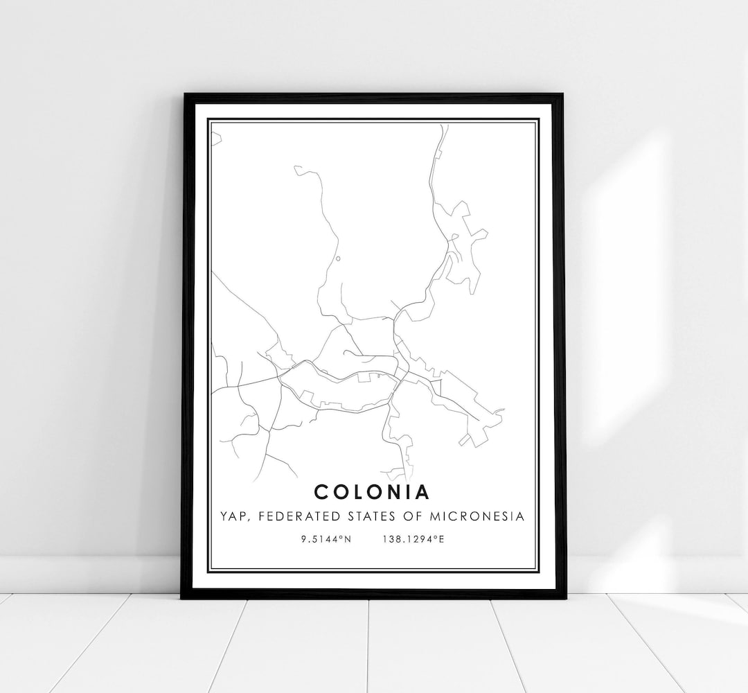 Colonia Map Print Poster Canvas Colonia YAP Federated States of ...