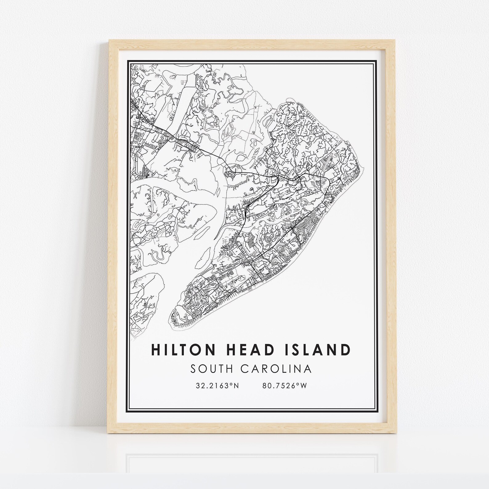 Hilton Head Island Map Print Poster Canvas | South Carolina Map Print ...