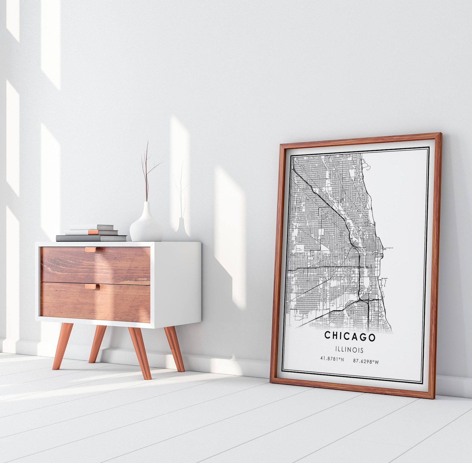 Chicago Map Print Poster Canvas Illinois Map Print Poster Canvas ...