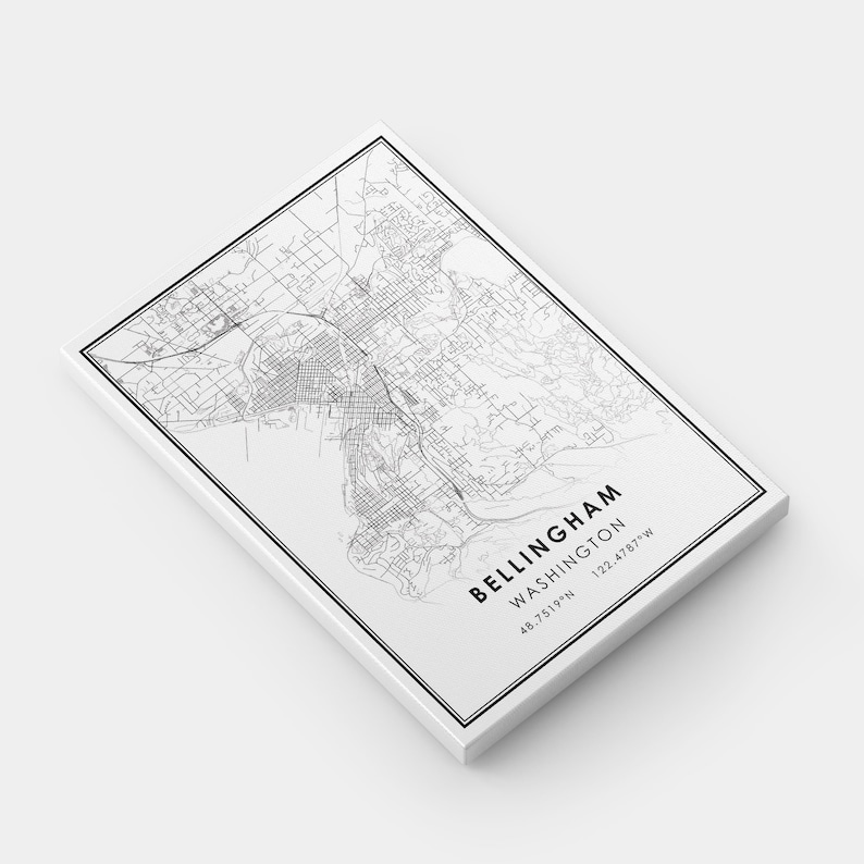 Bellingham Map Print Poster Canvas Washington Map Print - Etsy