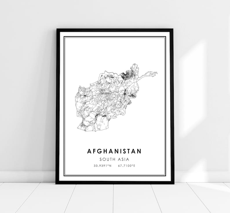 Afghanistan Country Map Print Poster Canvas Afghanistan - Etsy