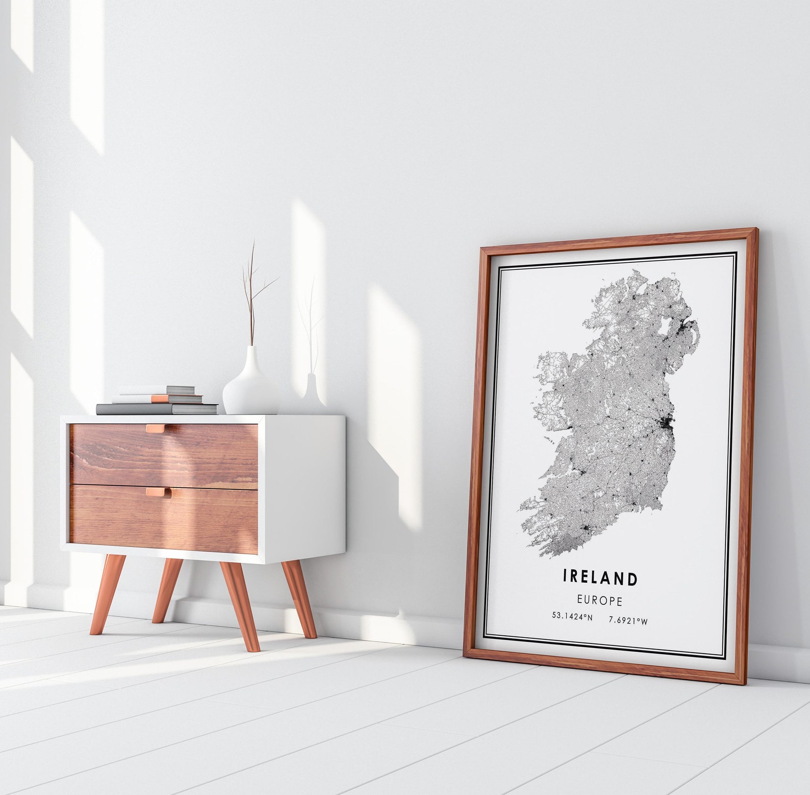 Ireland Country Map Print Poster Canvas Ireland Country Road Map Print ...