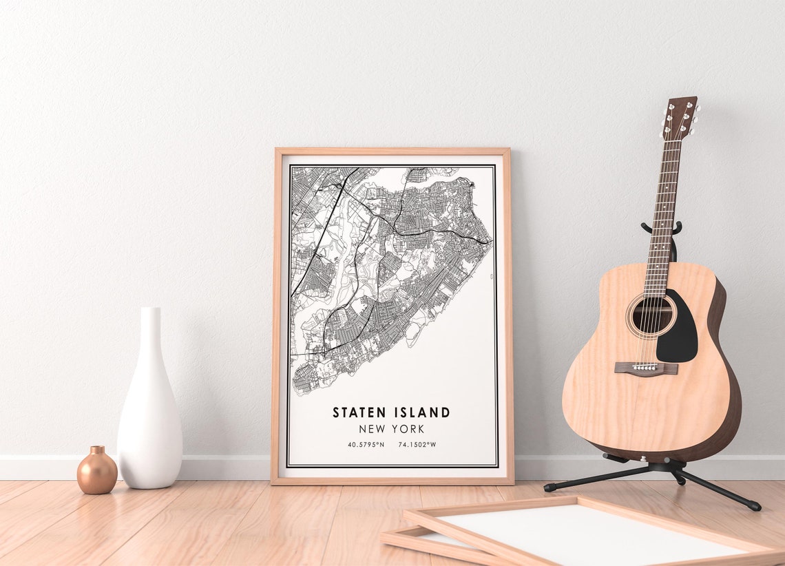 Staten Island Map Print Poster Canvas New York Street Map - Etsy