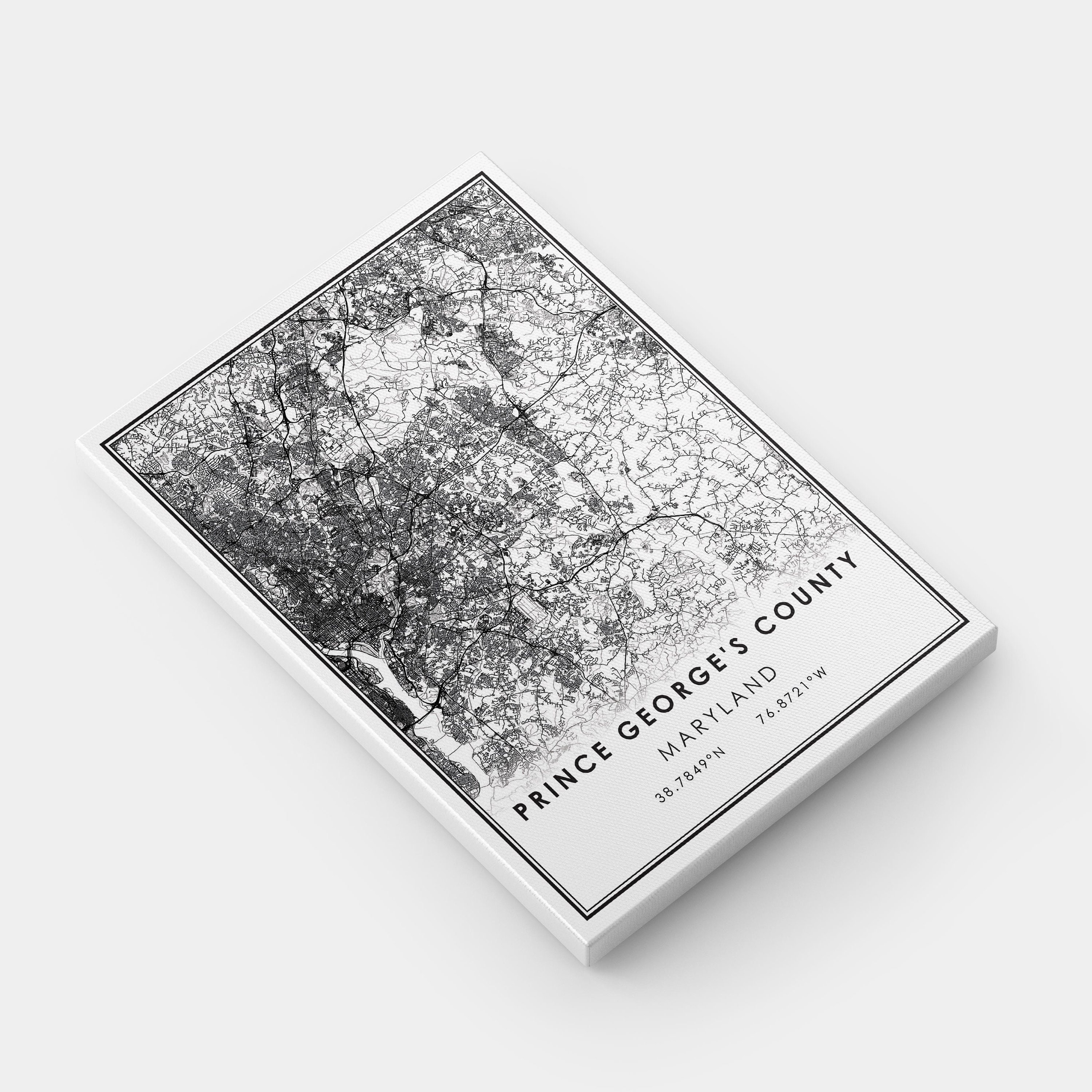 Prince George's County Map Print Poster Canvas | Maryland Map Print ...