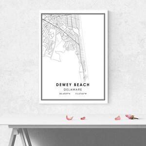 Dewey Beach map print poster canvas Dewey Beach Delaware | Etsy