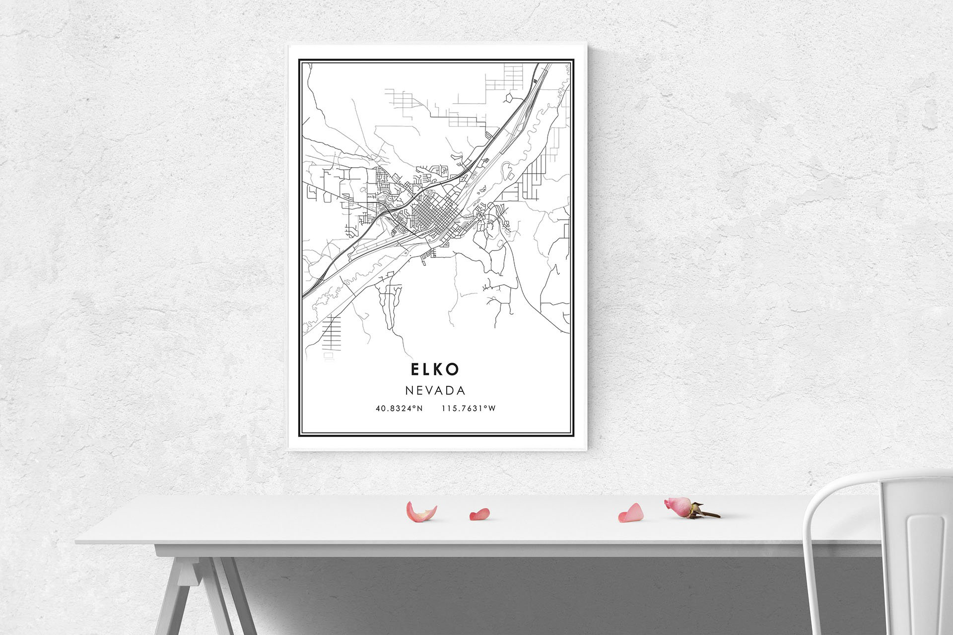 Elko map print poster canvas Nevada map print poster canvas | Etsy