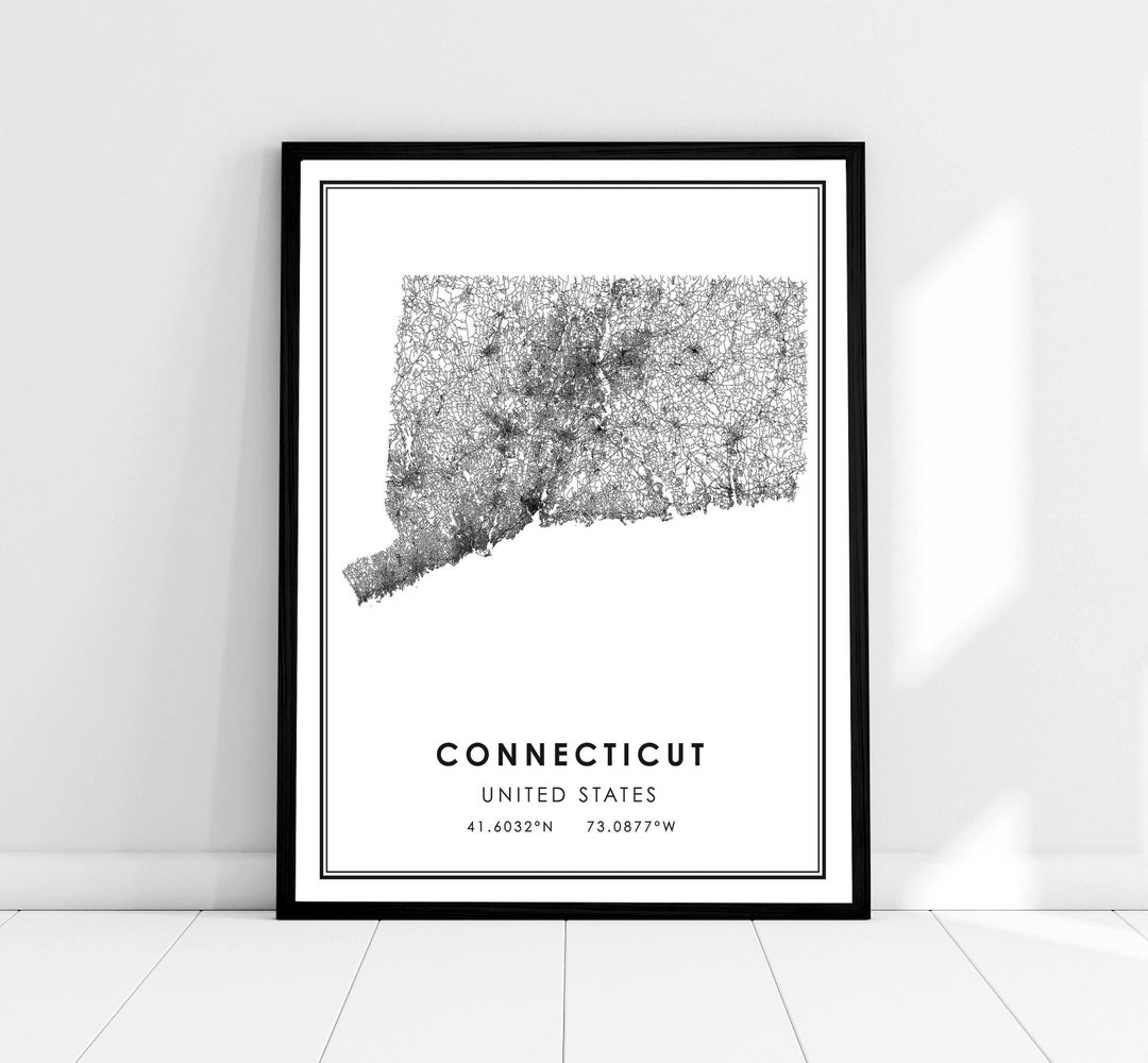 Connecticut United States Map Print Poster Canvas | Connecticut United ...
