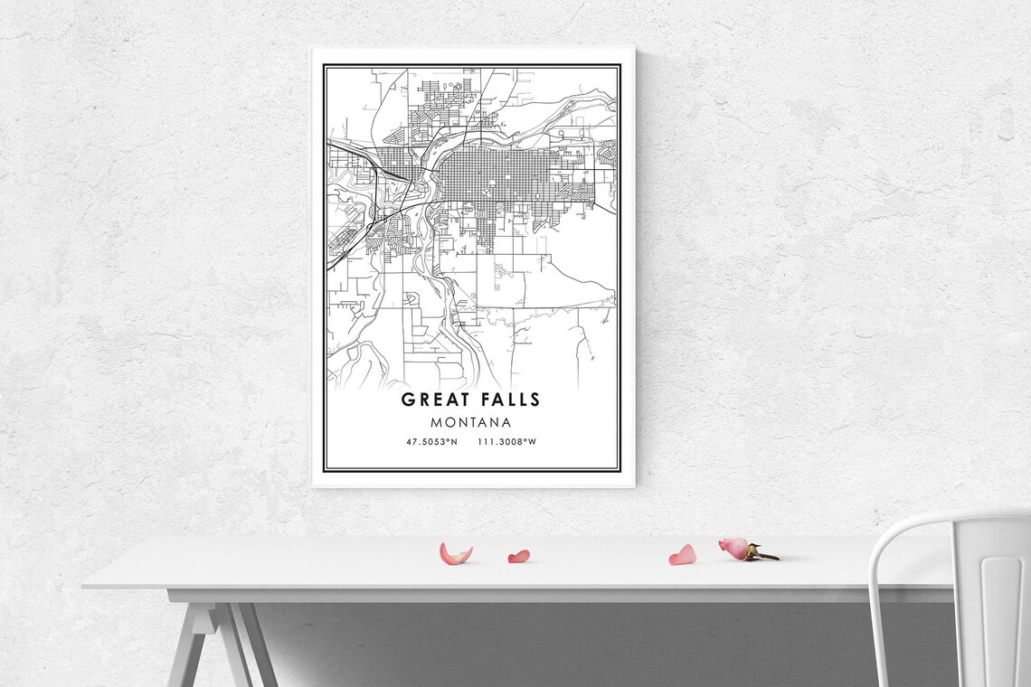 Great Falls map print poster canvas Great Falls Street map | Etsy