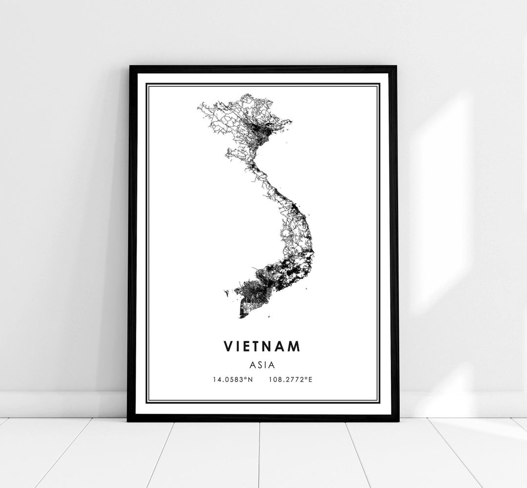 Vietnam Map Print Poster Canvas | Vietnam Road Map Print Poster Canvas ...