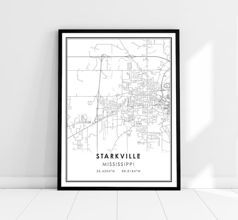 Starkville Map Print Poster Canvas Mississippi Map Print - Etsy