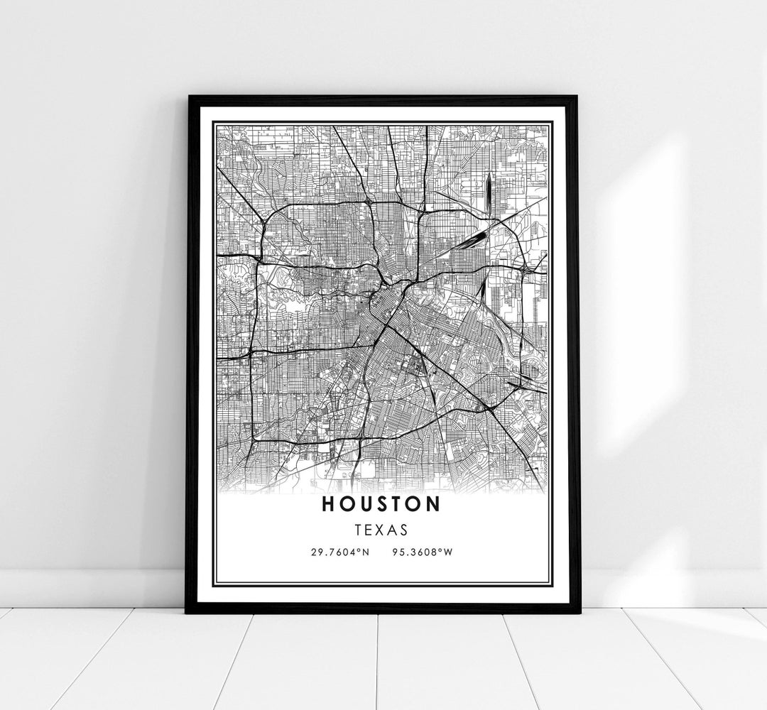 Houston Map Print Poster Canvas | Texas Map Print Poster Canvas ...