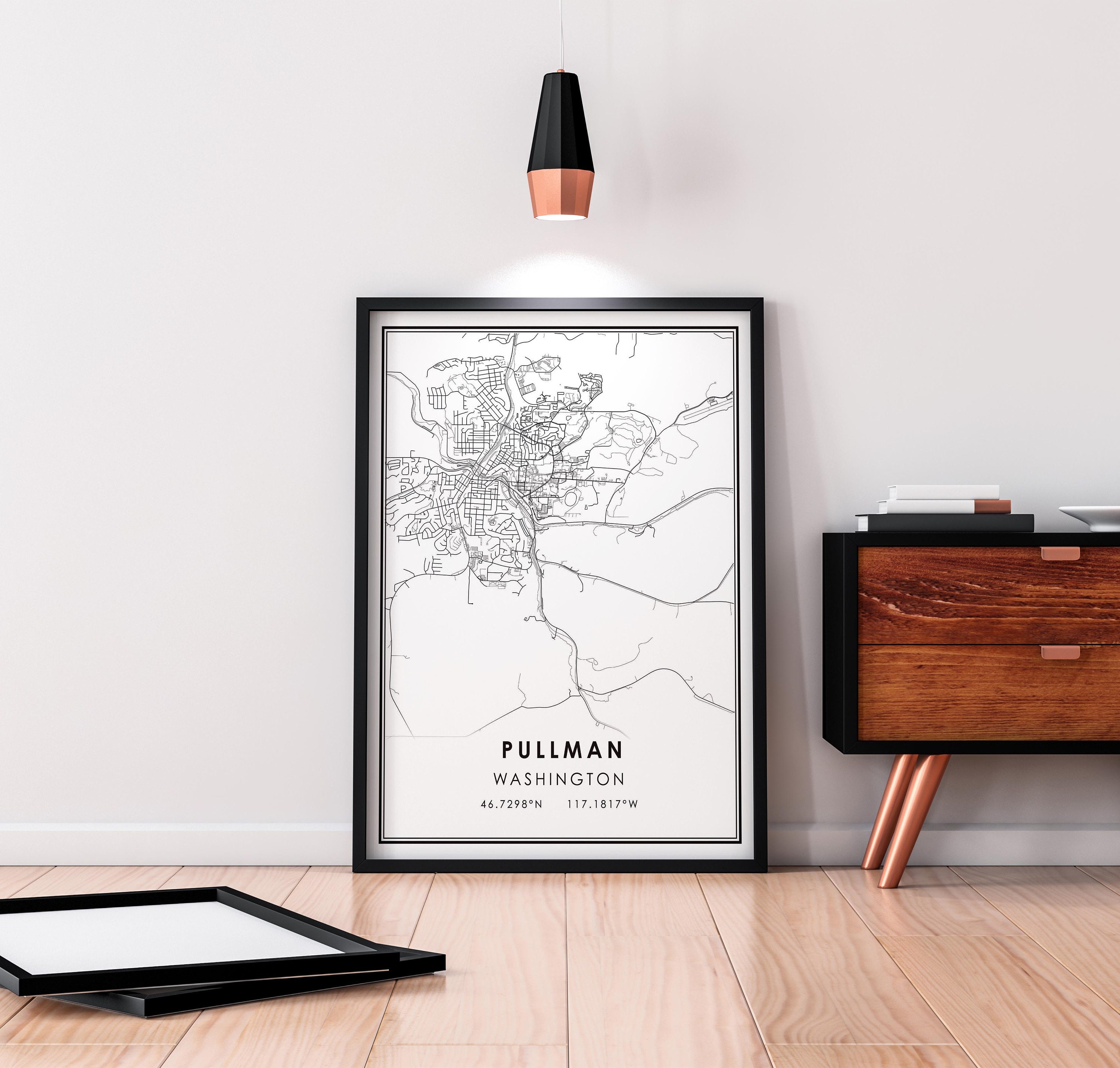 Pullman Map Print Poster Canvas | Washington Map Print Poster Canvas ...