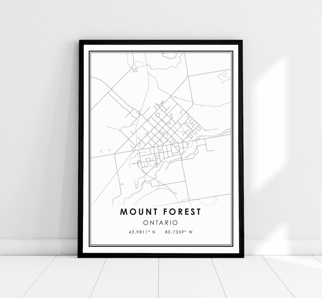 Mount Forest Ontario Map Print Poster Canvas | Mount Forest City Map ...