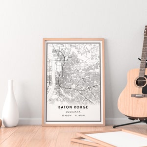 Baton Rouge Map Print Poster Canvas | Louisiana Map Print Poster Canvas ...
