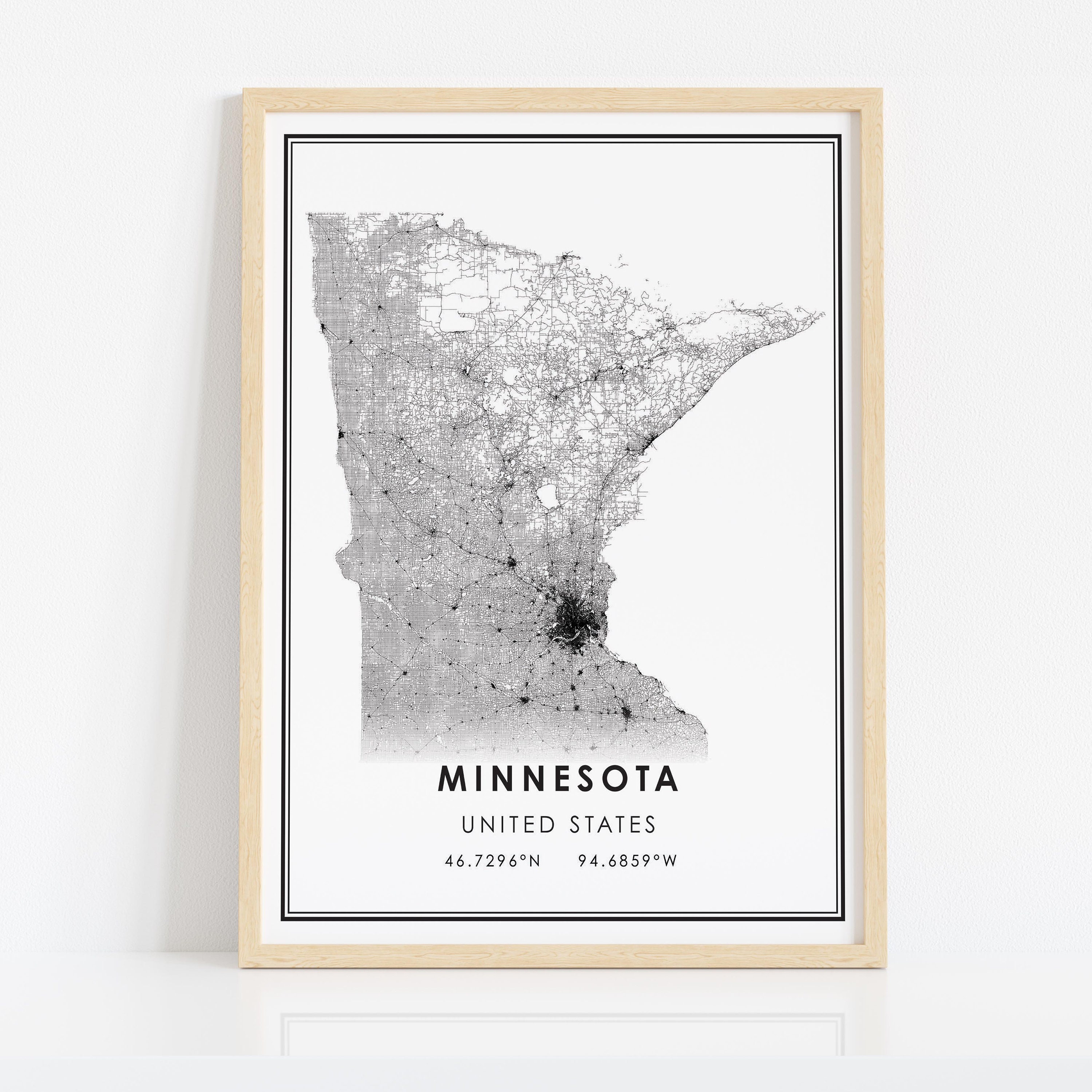 Minnesota US State United States Map Print Poster Canvas | Minnesota US ...