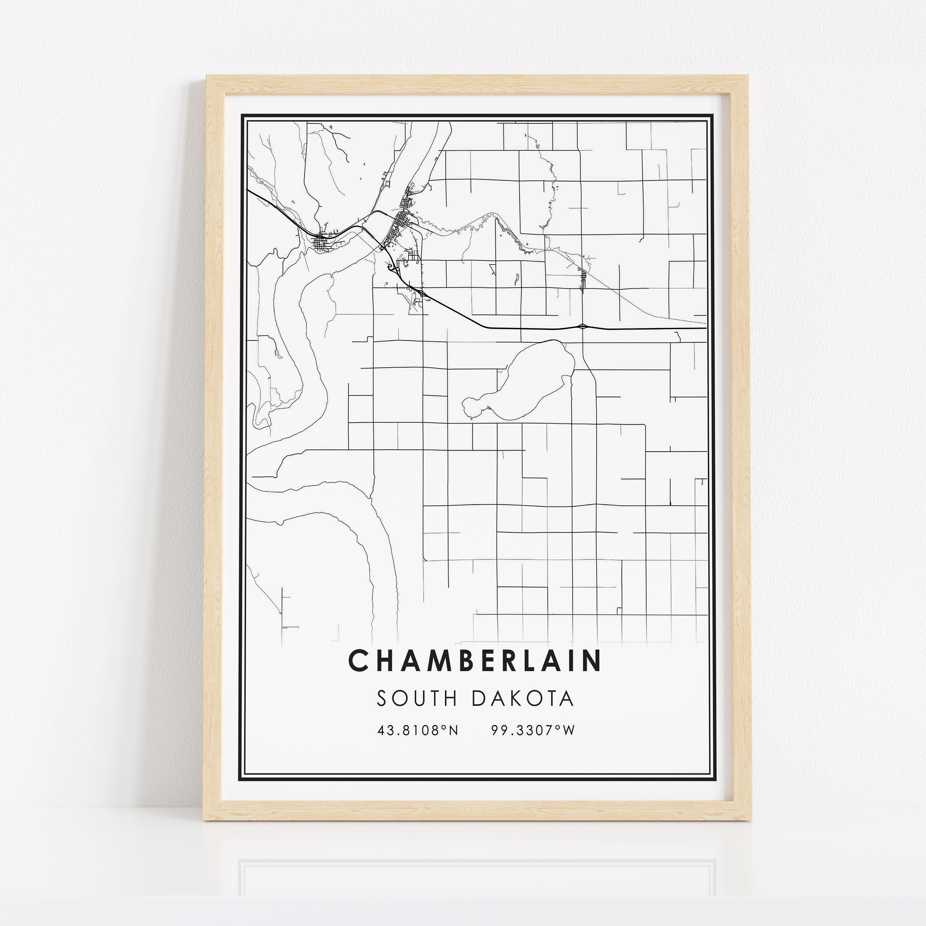 Chamberlain Map Print Poster Canvas | South Dakota Map Print Poster ...