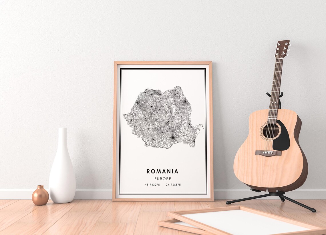 Romania Country Map Print Poster Canvas Romania Country Road - Etsy