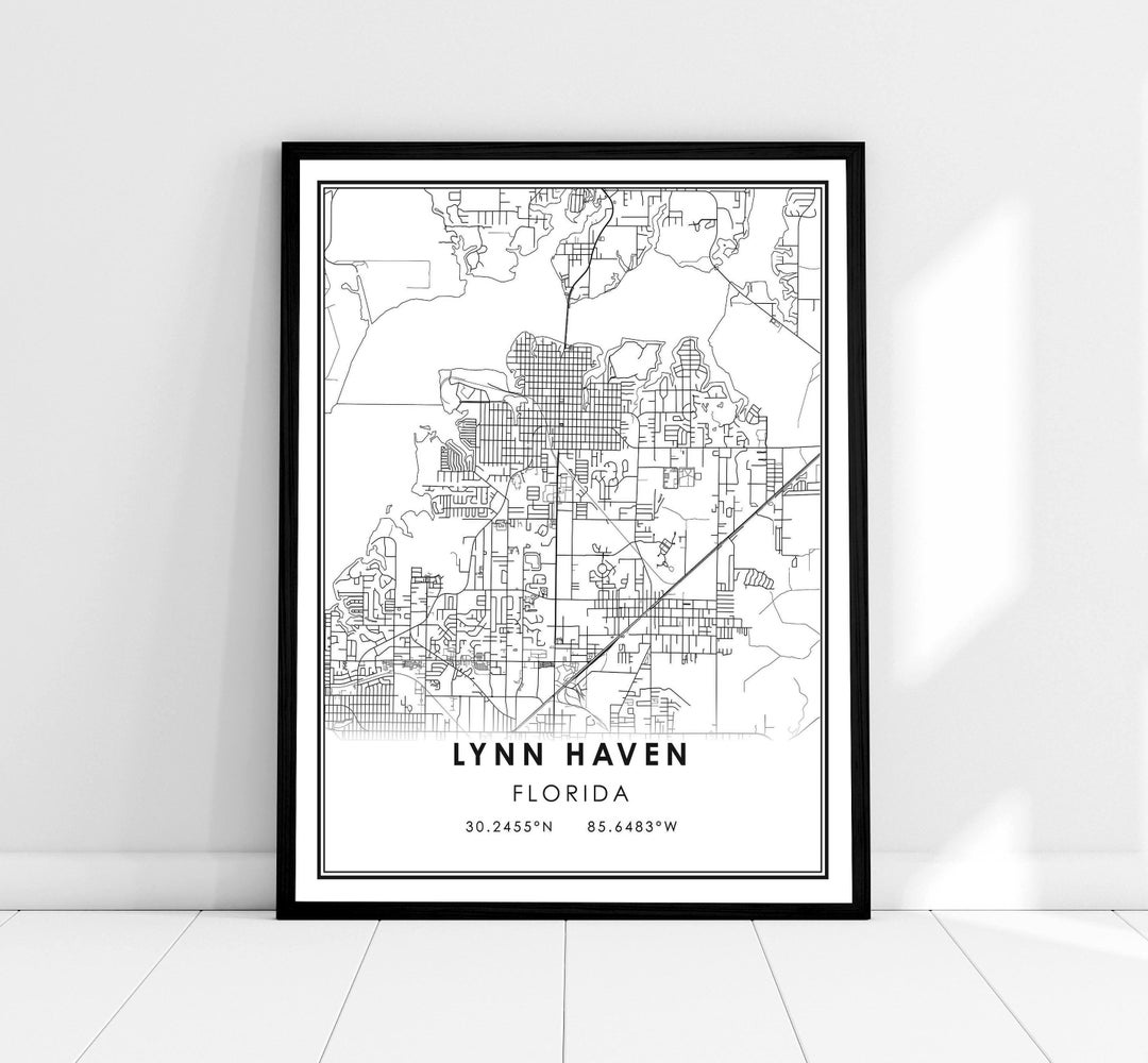 Lynn Haven Map Print Poster Canvas | Florida Map Print Poster Canvas ...