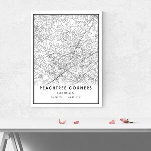 Peachtree Corners map print poster canvas Peachtree Corners | Etsy