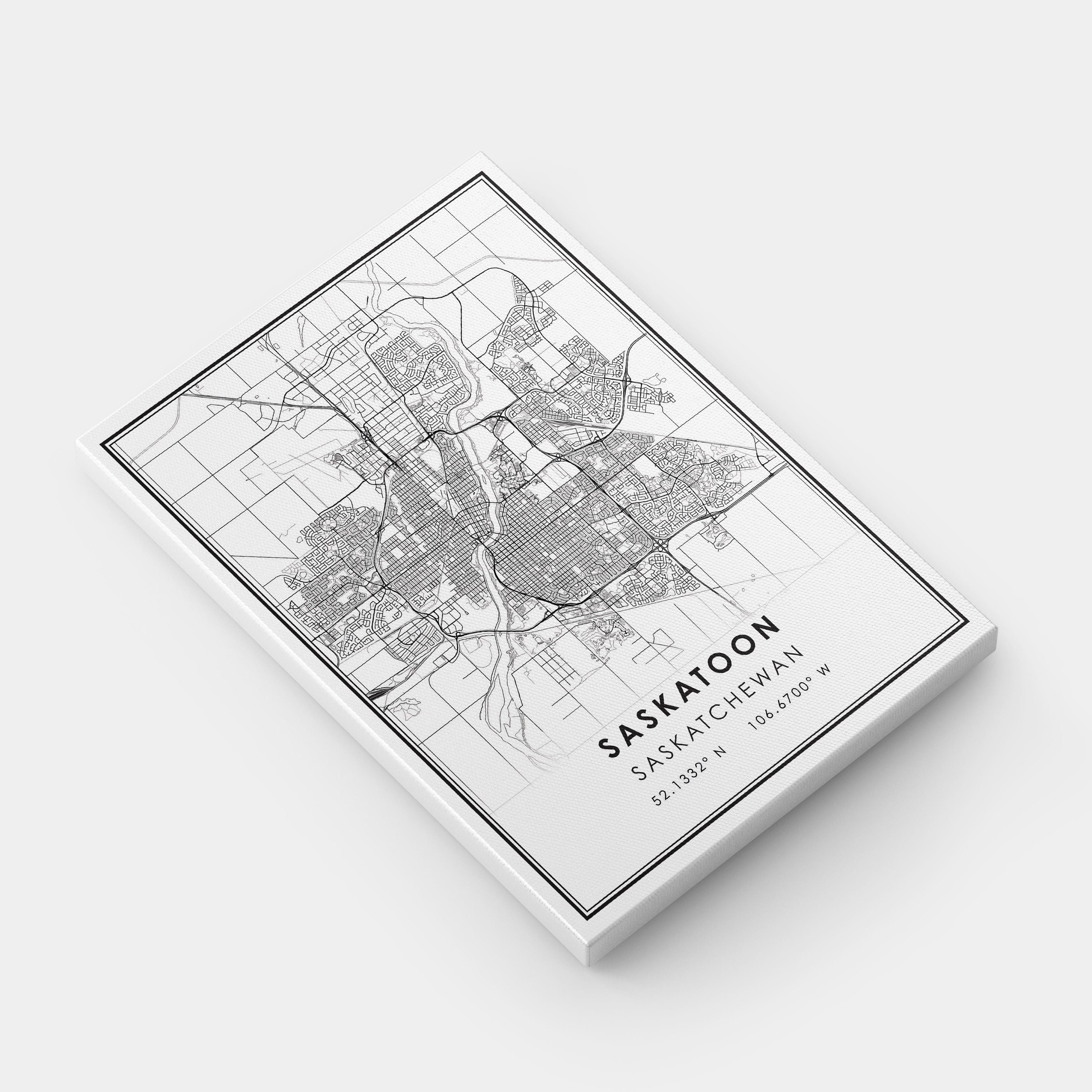 Saskatoon Map Print Poster Canvas | Saskatchewan Map Print Poster ...