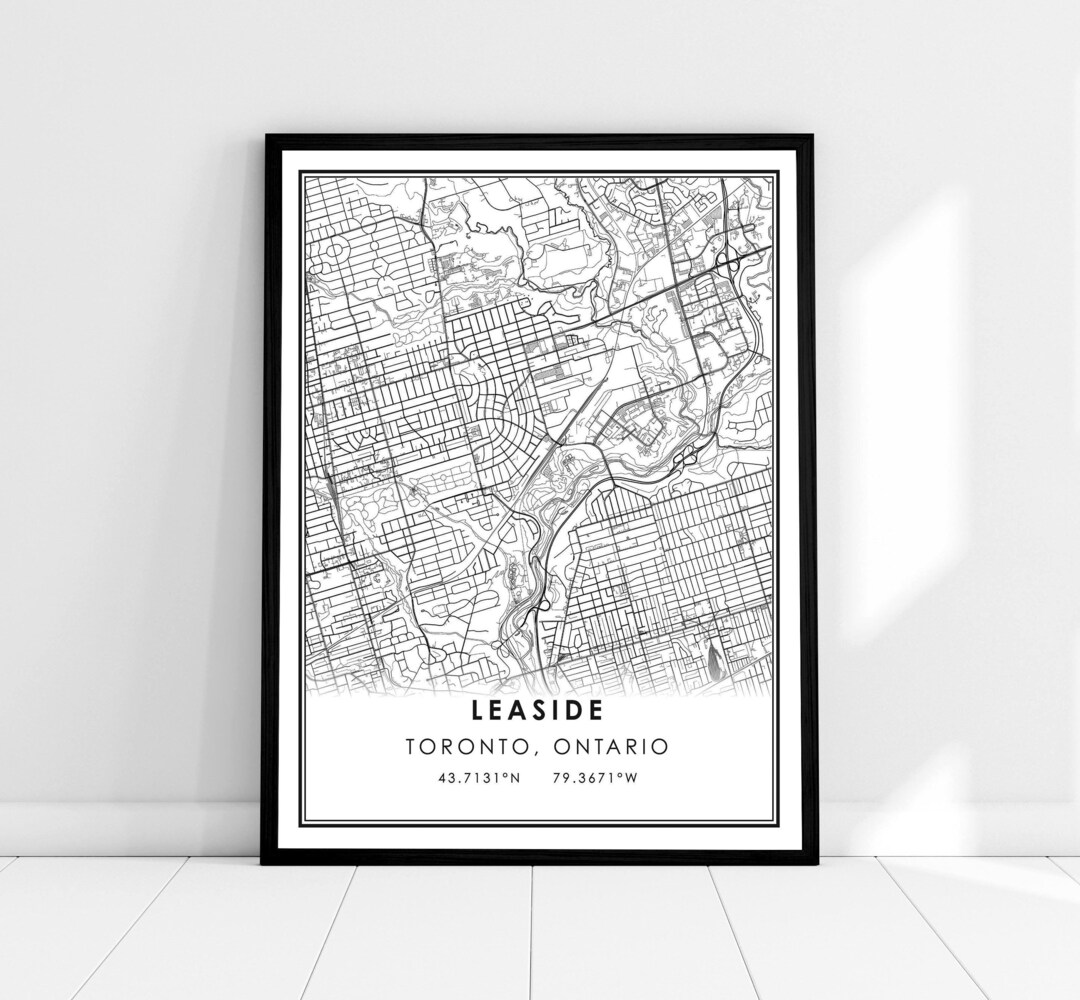 Leaside Map Print Poster Canvas | Ontario Map Print Poster Canvas ...