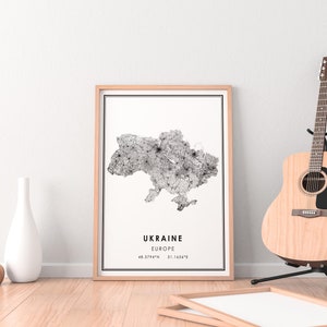 Ukraine Country Map Print Poster Canvas | Ukraine Country Road Map ...