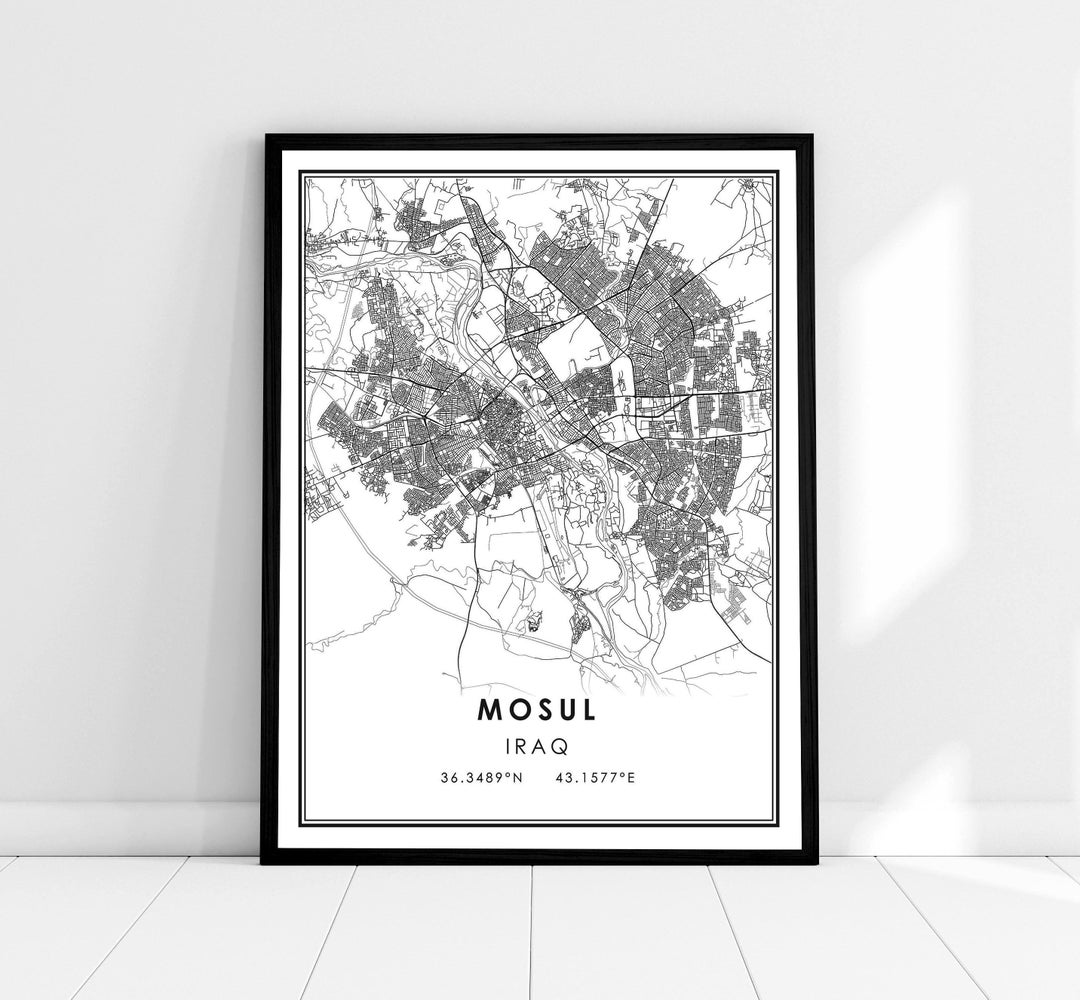 Mosul Map Print Poster Canvas | Iraq Map Print Poster Canvas | Mosul ...