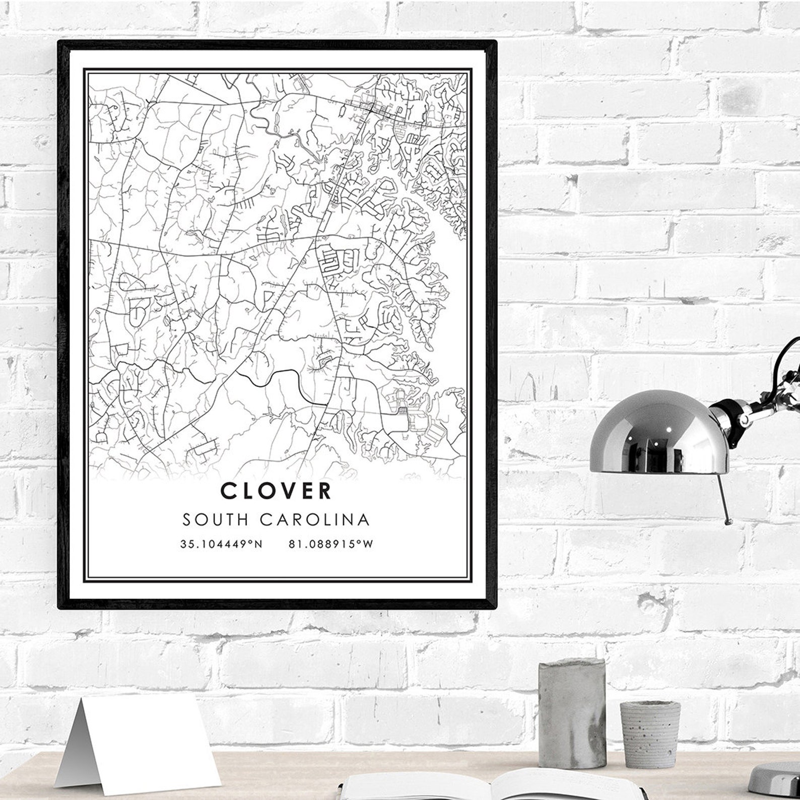 Clover map print poster canvas South Carolina map print | Etsy