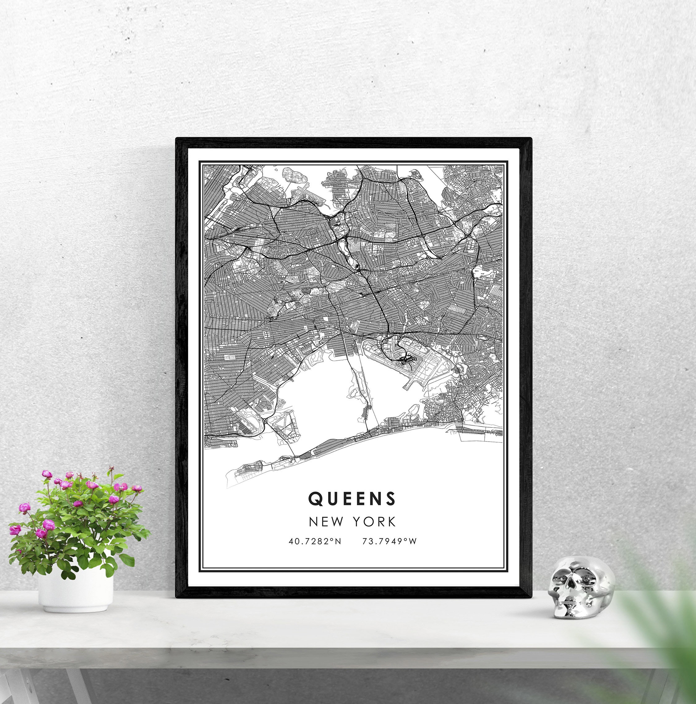 Queens map print poster canvas New York Street map Queens | Etsy